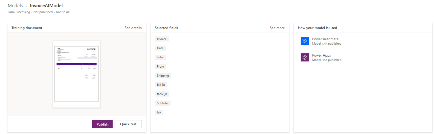Use Power Apps AI Builder to extract data from invoices and store them ...