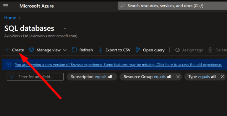Configure an Azure Entra ID Connection to a SQL Azure Database – AxioWorks